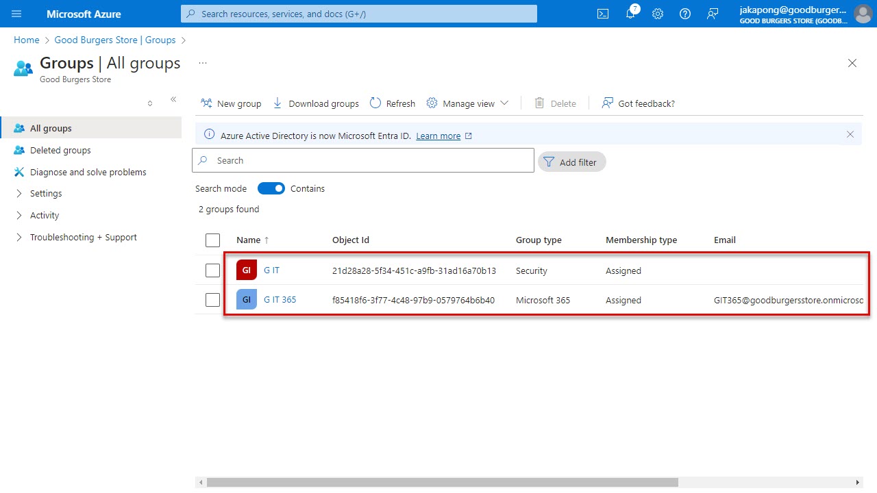 Create groups - Learn In the Cloud